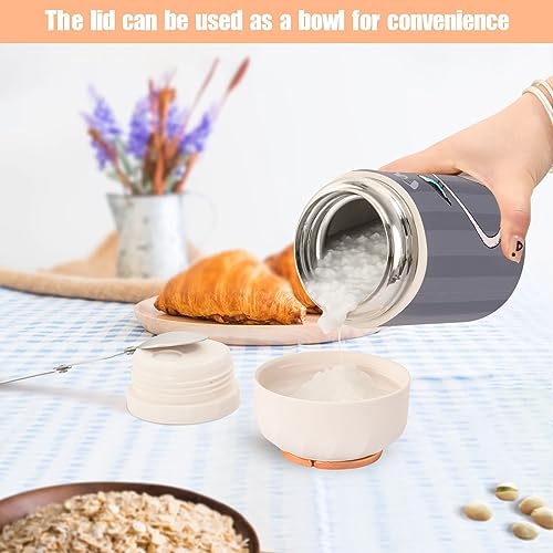 CUPADA Fashion Sphynx Cat Food Jar, Funny Kitty Insulated Hot Food Jars Vacuum 17OZ with Folding Spoon for Work Trip Picnic Camping