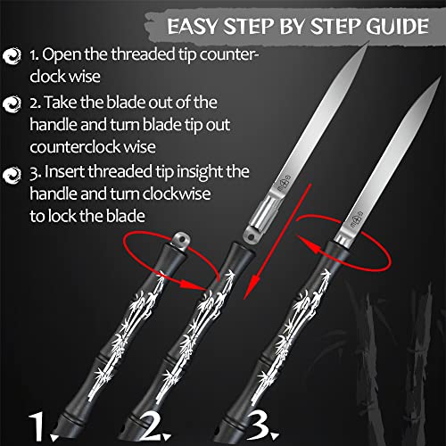 GOOD WORKER Japanese Utility Knife - Letter Opener - Envelope Opener - Mail Opener - Small Black Fixed Blade Knife for Men Women - Kubaton - Secret Santa Gift 130129