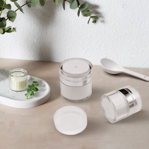 BRONZ 3 Pcs Airless Pump Jar, 0.5/1.0/1.7 Oz Refillable Moisturizer Container Vacuum Bottle with Lid, Travel Size Leak Proof Empty Container with Moisturizer Pump Dispenser for Makeup Lotion