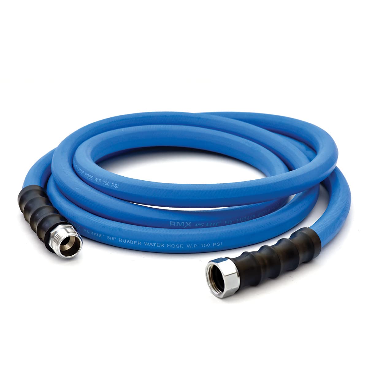 BluSeal Hot/Cold Water Rubber Garden Hose, 100% Rubber, Ultra-Light, Super Strong, 500 PSI, 50F to 190F Degrees, High Strength Polyester Braided (1" x 6')