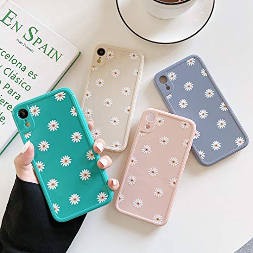 ZTOFERA TPU Back Case for iPhone XR, Daisy Pattern Glossy Soft Silicone Case, Cute Girls Case Slim Lightweight Protective Bumper Cover for iPhone XR - White