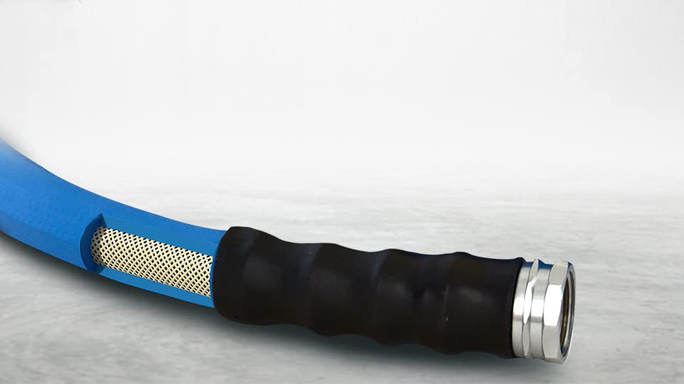 BluSeal Hot/Cold Water Rubber Garden Hose, 100% Rubber, Ultra-Light, Super Strong, 500 PSI, 50F to 190F Degrees, High Strength Polyester Braided (1" x 6')
