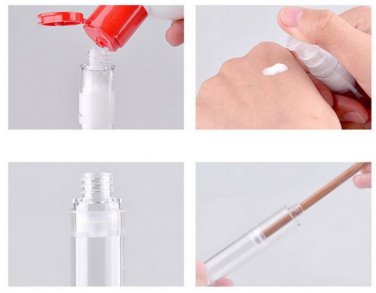 ericotry 12Pcs Empty Clear Portable Refillable Plastic Airless Vacuum Pump Bottles Travel Make-up Container Cream Lotion Sample Packing Toiletries Liquid Storage Container Vial Jars(5ml/0.17oz)