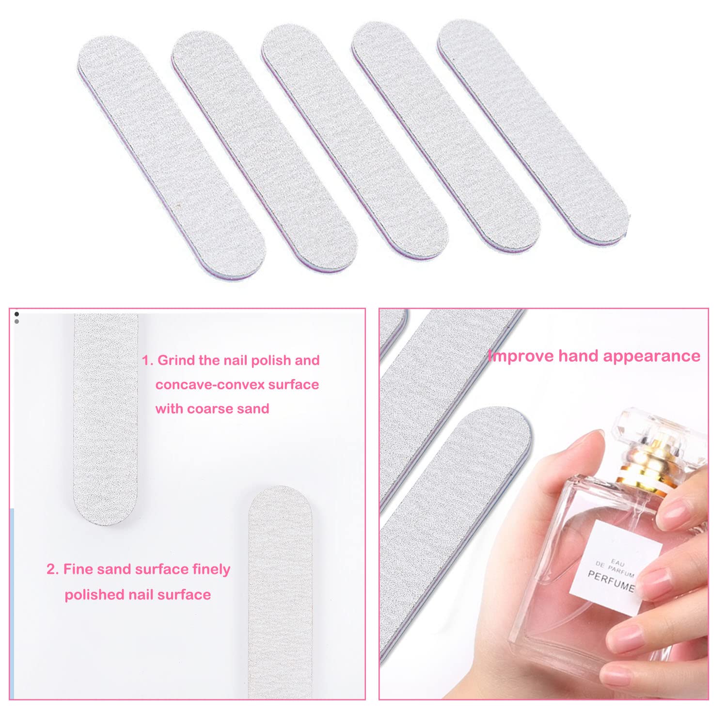 50 Packs 100/180 Grits Mini Nail Files and Buffers Double Sided Emery Boards Manicure Tool for Acrylic Nails, Nail Care