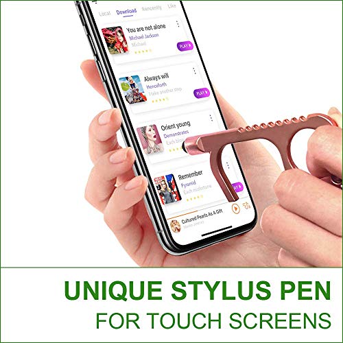 No Touch Door Opener Tool 4 Pack Touchless Keychain Hand Tools with Stylus, Non Contact for Touchscreens, Handles, Buttons