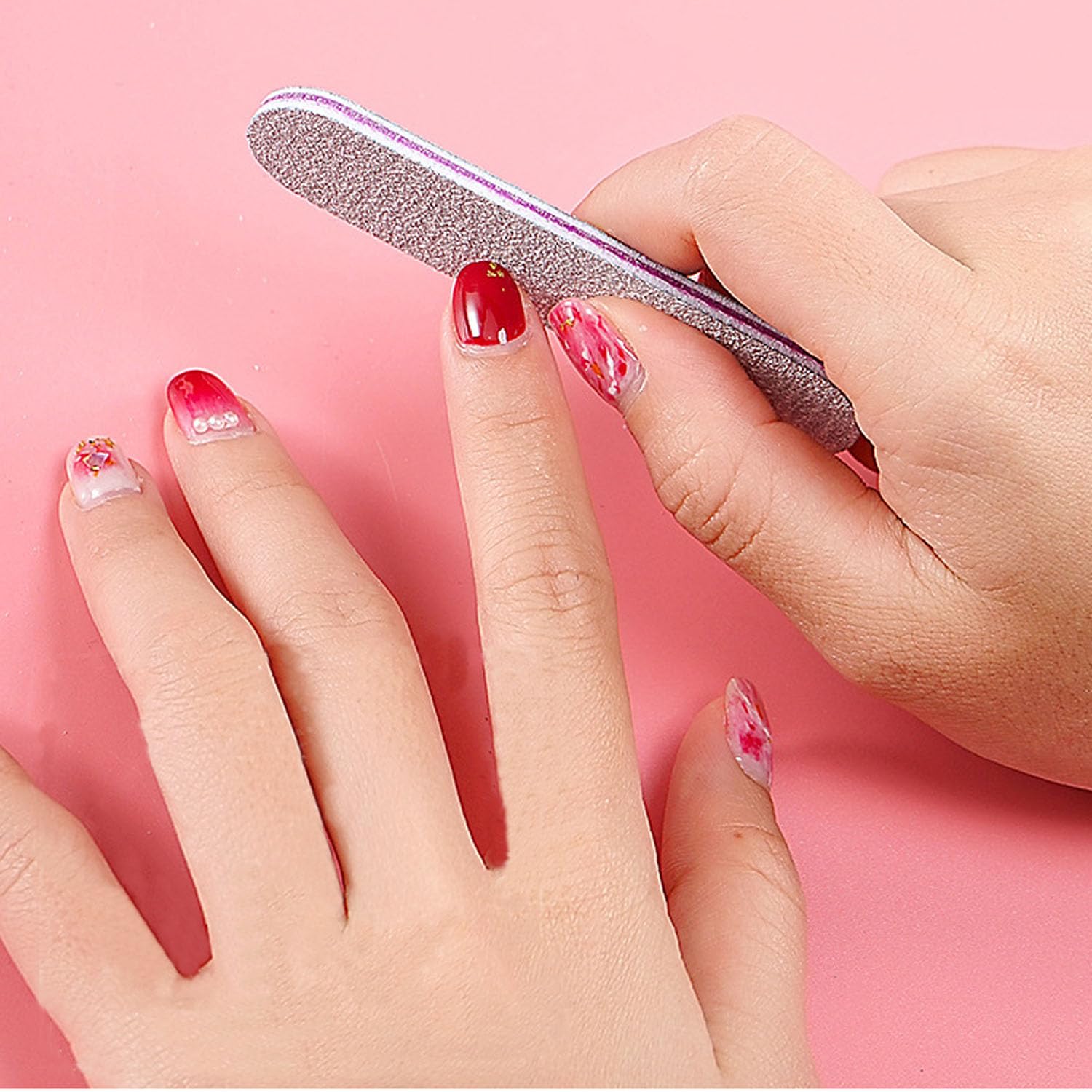 50 Packs 100/180 Grits Mini Nail Files and Buffers Double Sided Emery Boards Manicure Tool for Acrylic Nails, Nail Care