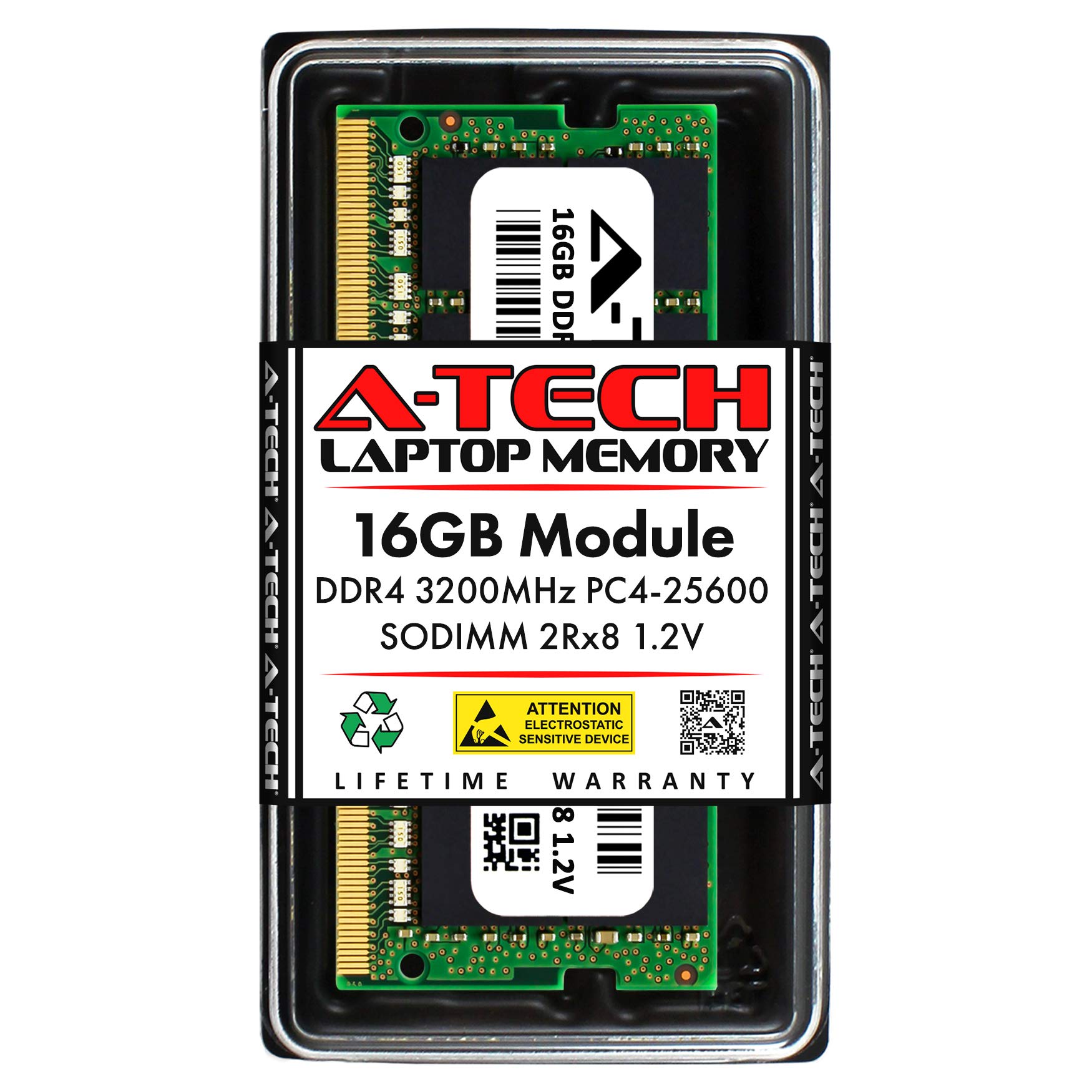 A-Tech 16GB RAM Replacement for Dell SNPWTHG4C/16G, AA937596, AA960023, WTHG4, 0WTHG4 | DDR4 3200MHz PC4-25600 2Rx8 Non-ECC SODIMM Laptop & All-in-One Single Memory Module