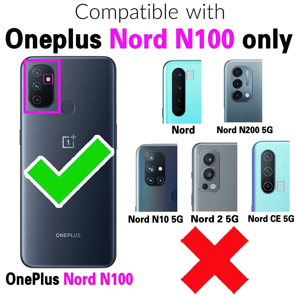 Asuwish Compatible with OnePlus Nord N100 Wallet Case Tempered Glass Screen Protector Leather Flip Cover Card Holder Stand Cell Phone Cases for One Plus N 100 4G 1 Plus 1plus One+ 1+ 100N Men Black
