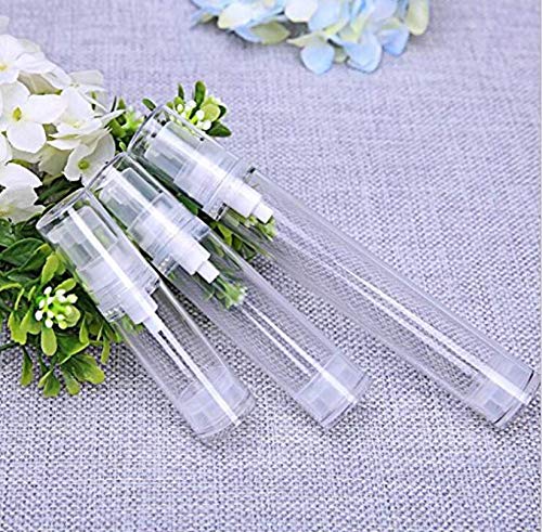 ericotry 12Pcs Empty Clear Portable Refillable Plastic Airless Vacuum Pump Bottles Travel Make-up Container Cream Lotion Sample Packing Toiletries Liquid Storage Container Vial Jars(5ml/0.17oz)