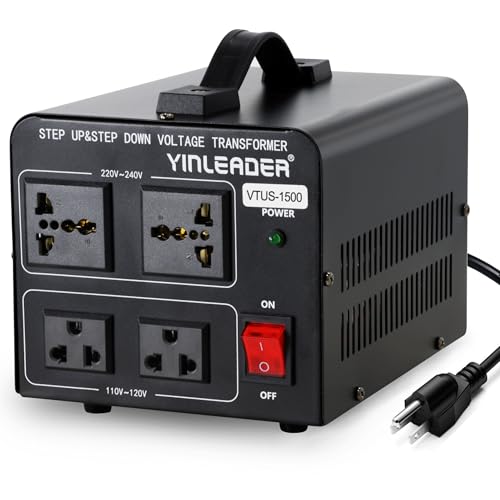 Yinleader 1500W Step Up & Step Down Voltage Transformer Converter 110V to 220V or 220V/230V/240V to 110V/120V Power Converter w/US Power Cord,Circuit Breaker Protection