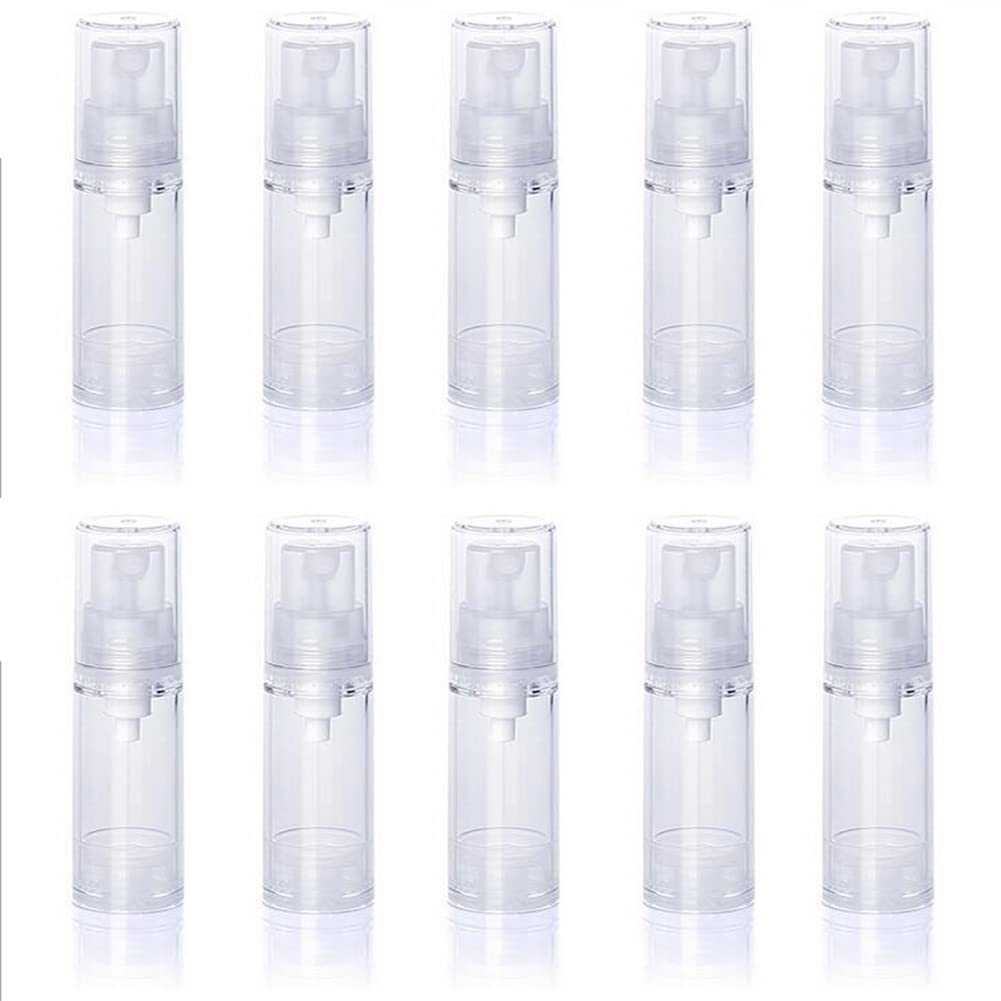 ericotry 12Pcs Empty Clear Portable Refillable Plastic Airless Vacuum Pump Bottles Travel Make-up Container Cream Lotion Sample Packing Toiletries Liquid Storage Container Vial Jars(5ml/0.17oz)