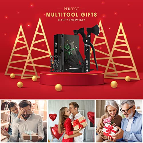 SUPOLOGY Multitool Gifts for Men Dad Husband Boyfriend Father Him, Camping Multitool Hatchet Hammer Pen Survival Multi Tool Card Axe Pliers Saw Screwdriver, Multipurpose Tool for Home Outdoor Hiking