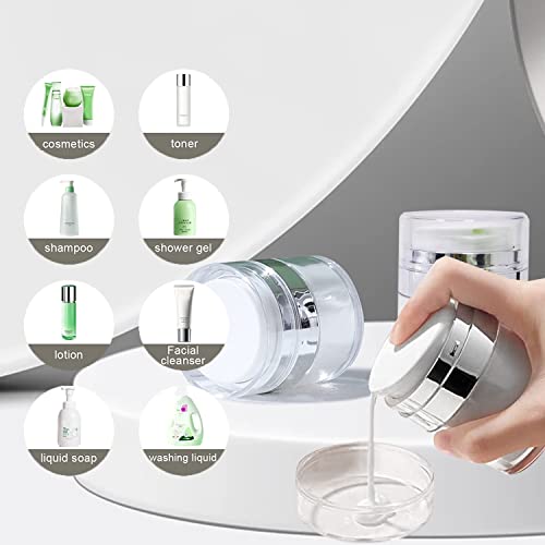 WUBAYI New 2Pcs Airless Pump Jar Container,Portable Travel Empty Airless Pump Jar Cosmetic Container,Refillable Cream Jar Vacuum Bottlefor for Lotions Makeup Essence Moisturizer Eye Cream (1oz)