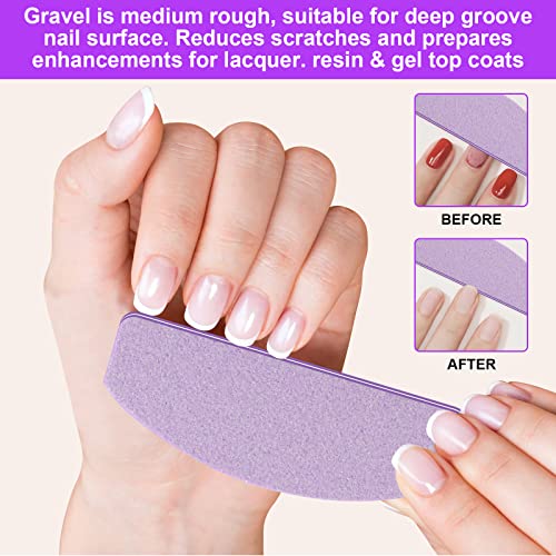 Lermende 20PCS Nail Buffer for Acrylic Nails, Mini Nail Buffer Block, Double Sided 100/180 Grit Nail File, Half Moon Nail Files and Buffers for Gel Polish Nails, Pedicure, Manicure(Purple)
