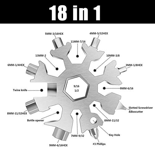18 in 1 Snowflake Multi Tool, Stocking Stuffers for Men, Christmas Gifts for Dad Husband Boyfriend, Birthday Gift Ideas for Men, Stainless Steel Tool Wrench, Screwdriver Kit with Premium Keychain¡