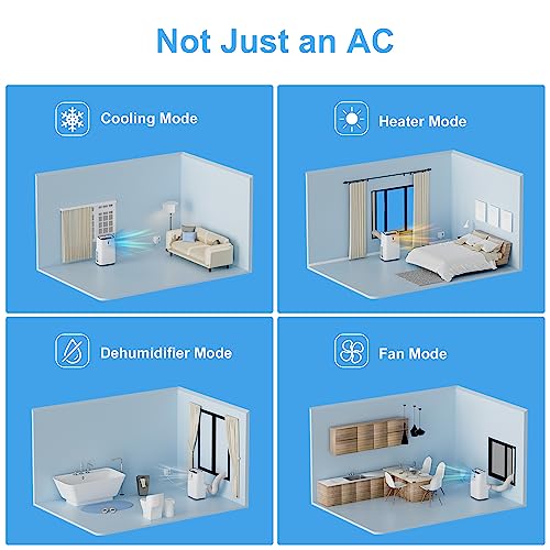 Wiytamo Portable Air Conditioners for Rooms Up to 700 Sq.Ft, 4-in-1 Portable AC Unit, Heater, Dehumidifier & Fan Mode, Remote Control, LED Display, Auto Swing, 14,000 BTU, White