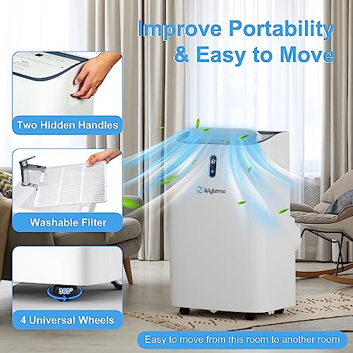 Wiytamo Portable Air Conditioners for Rooms Up to 700 Sq.Ft, 4-in-1 Portable AC Unit, Heater, Dehumidifier & Fan Mode, Remote Control, LED Display, Auto Swing, 14,000 BTU, White