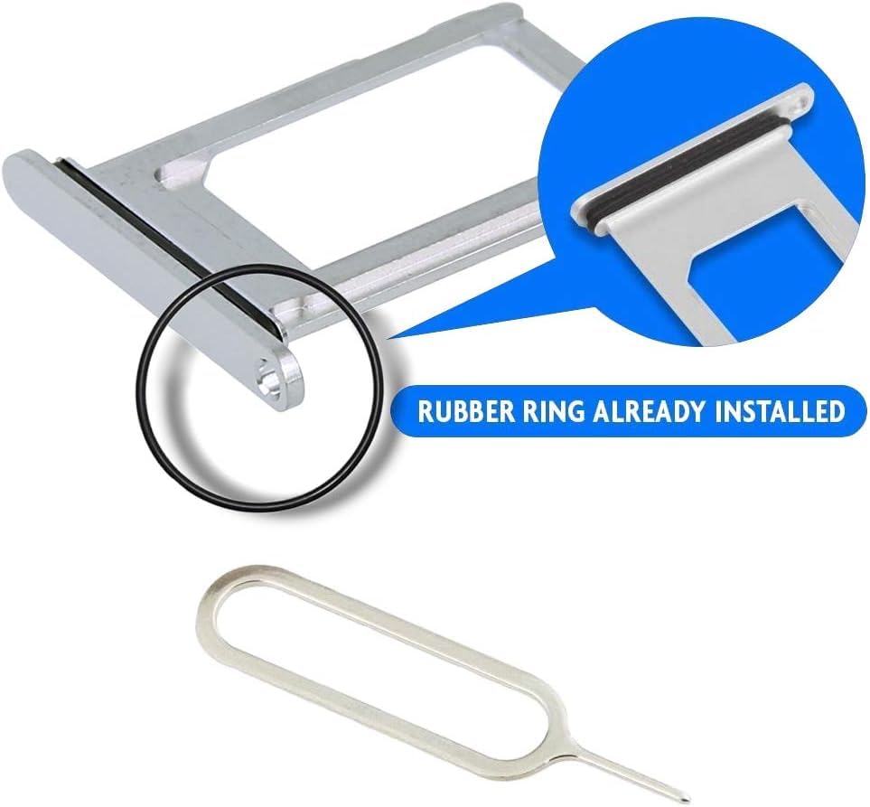 MMOBIEL SIM Card Slot Tray Holder Replacement Compatible with iPhone XR - 6.1 inch - 2018 - Incl. Rubber Gasket and Sim Pin - White