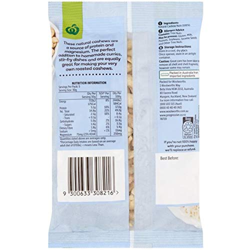 Woolworths Natural Cashews 150G - These natural cashews are a source of protein and magnesium