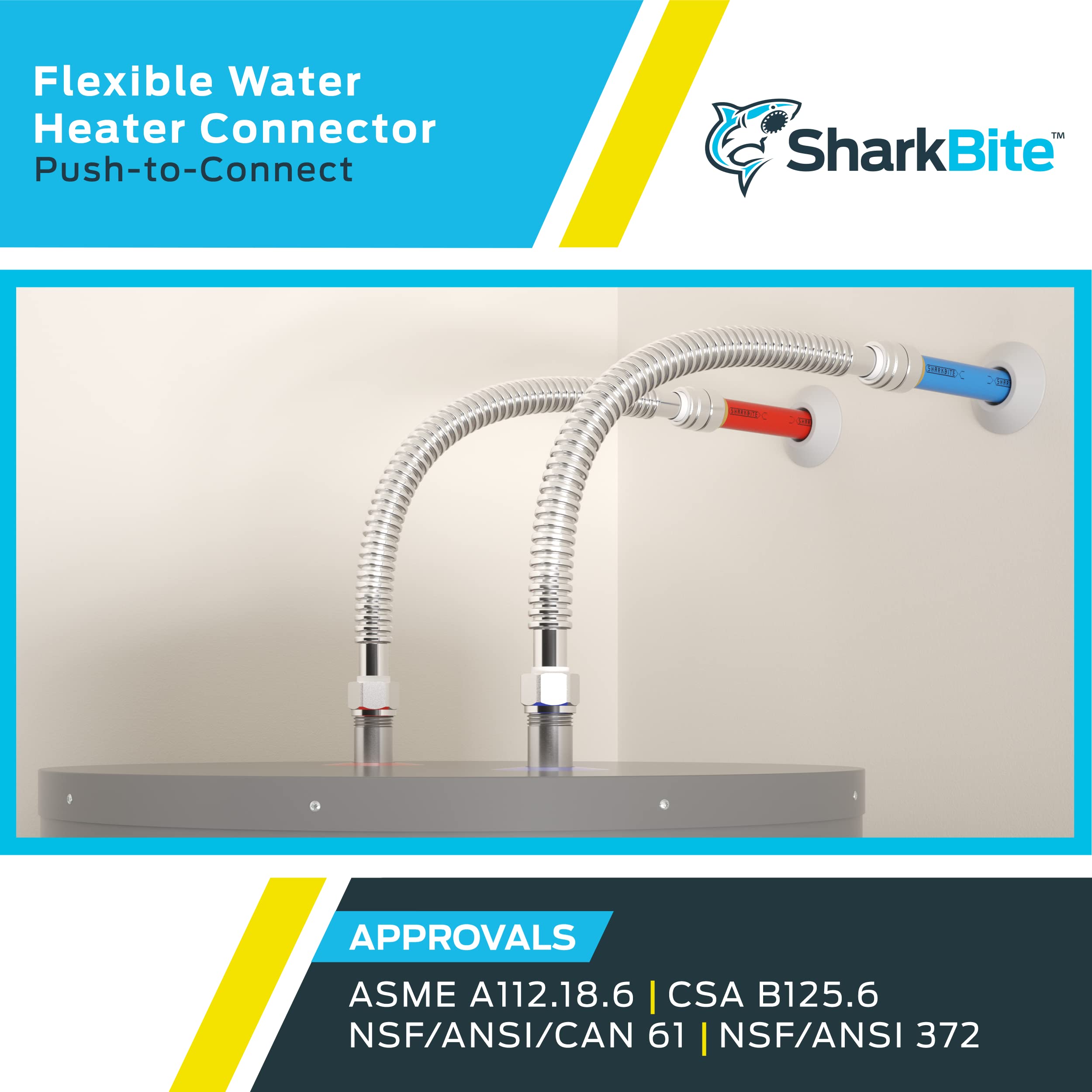SharkBite 3/4 Inch x 1 Inch FIP x 24 Inch Stainless Steel Corrugated Flexible Water Softener Connector, Push to Connect Brass Plumbing Fitting, PEX Pipe, Copper, CPVC, PE-RT, SS3086FLEX24LF