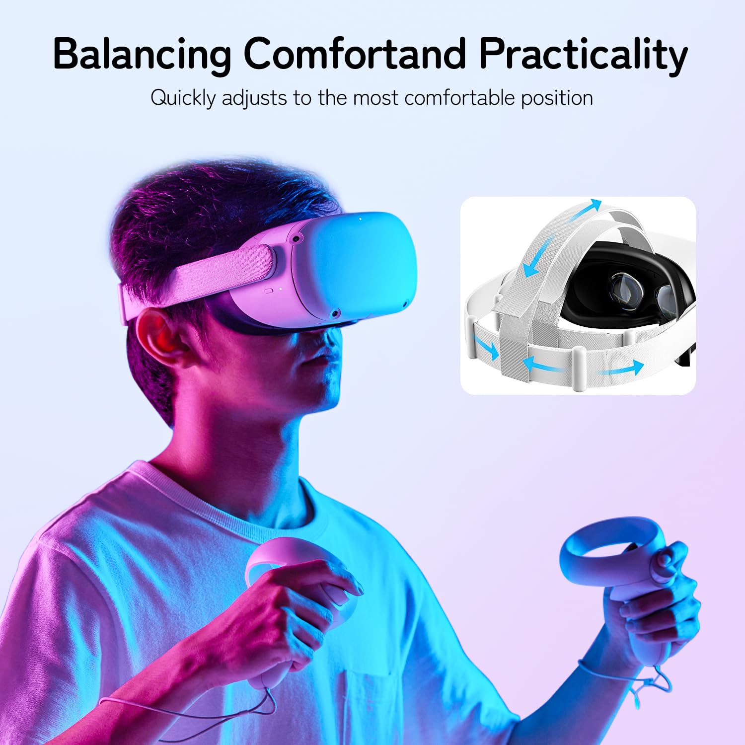 Replacement Head Strap for Oculus 2 Elite Strap, Enhanced Comfort and Gaming Immersion VR Accessories Compatible with Oculus/Meta Quest 2