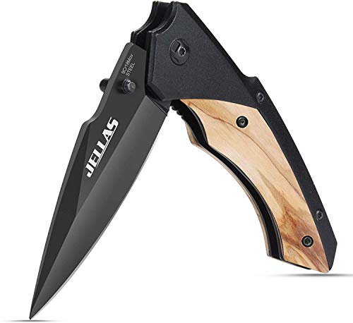 Jellas Pocket Knife, Bearing Folding Knives - 9Cr18 Stainless Steel Tactical Knife - Best Camping Hunting Fishing Survival Knife with Clip - Perfect Knives for Men and Women KN02