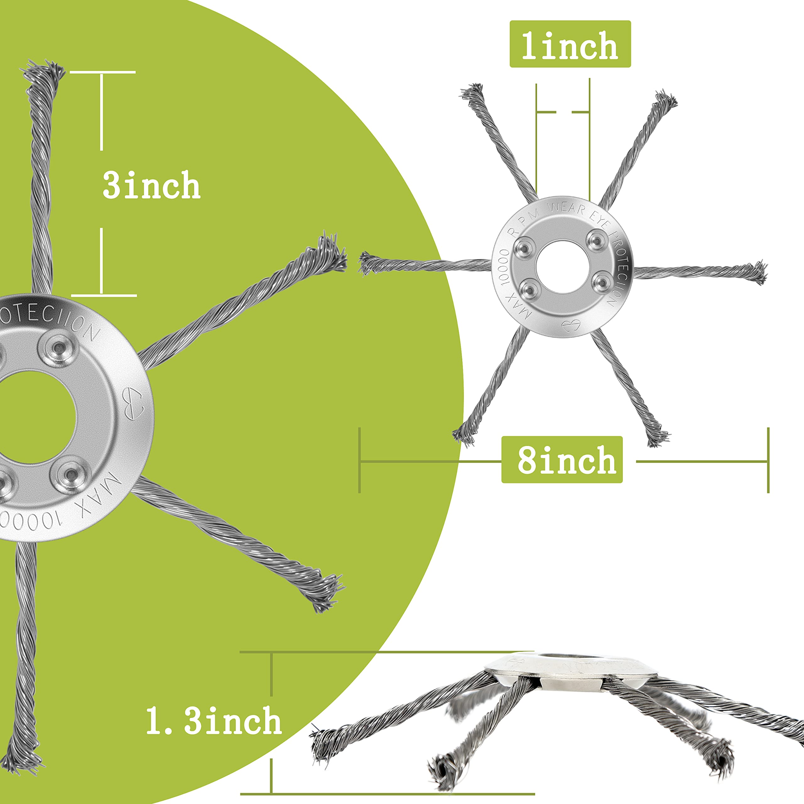 8inch Steel Wire Brush Cutter Trimmer Head,Upgraded Less Twisted Wires Unbreakable Wired Trimmer Blade,Less Load for Grass String Trimmer,Indestructible Durable Metal Weed Trimmer Head,Universal Fit