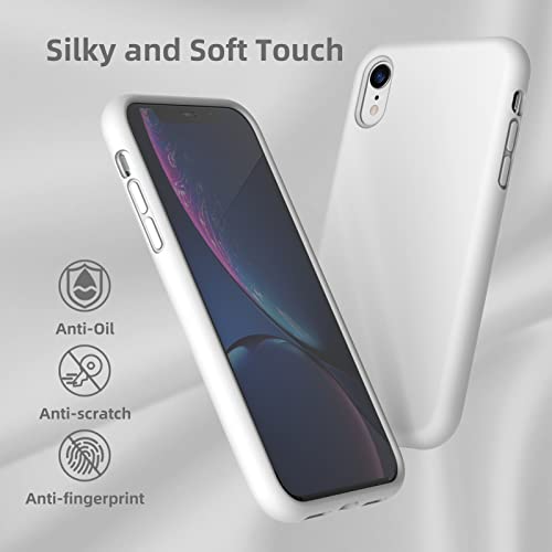 K TOMOTO Compatible with iPhone XR Case 6.1 Inch, [Silky and Soft Touch] Premium Liquid Silicone Gel Rubber Full Body Drop Protection Phone Cover with Microfiber Lining, White
