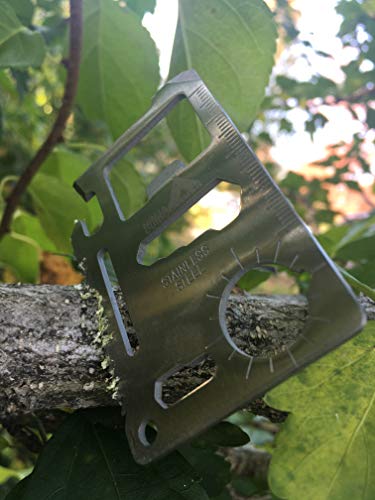 Ninja Outdoorsman 11 in 1 Stainless Steel Credit Card Pocket Sized Survival Multi Functional Tool - Stocking Stuffers, Christmas Gifts Under 10 Dollars (Single, Silver)