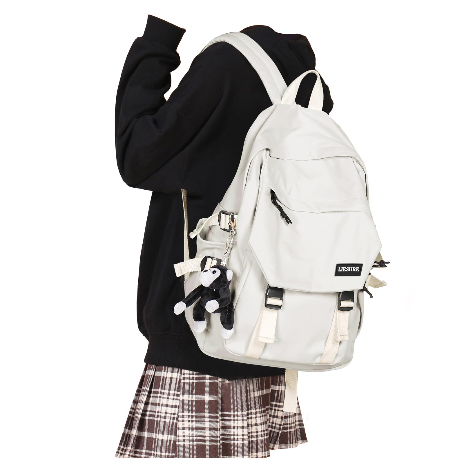 Lightweight School Bag Casual Daypack College Laptop Backpack for Men Women Water Resistant Travel Rucksack for Sports High School Middle Bookbag for girls(White)