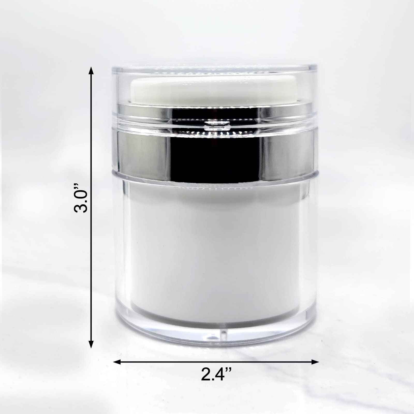 Medsuo Portable 50ml Vacuum Press Pump Bottle Airless Travel Pump Dispenser Leak Proof Refillable Empty Squeeze Cosmetic Jars Acrylic Cream Container (White)