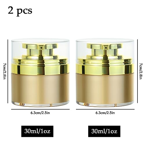 Airless Pump Makeup Jar Acrylic Cosmetic Jar 2pcs 1 oz Vacuum Travel Bottle Empty Containers with Pump for Skincare Cream Lotion or DIY Skin Care Products