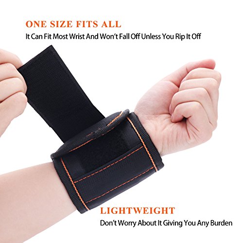 WARTOOL Magnetic Wristband Tool Belt with 5 Strong Magnets for Holding Screws, Nails, Bolts, Drill Bits, Perfect Gifts for Men/Women,Dad, Husband, Boyfriend, DIY Handyman, Woodworker Black