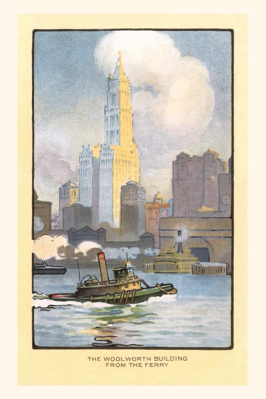 Vintage Journal Painting of Woolworth Building from Ferry, New York City (Pocket Sized - Found Image Press Journals)