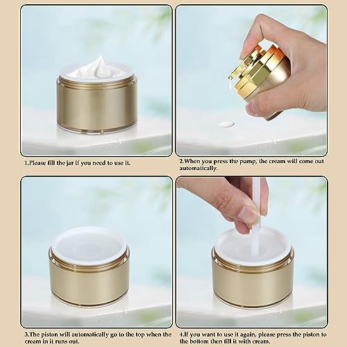 Airless Pump Makeup Jar Acrylic Cosmetic Jar 2pcs 1 oz Vacuum Travel Bottle Empty Containers with Pump for Skincare Cream Lotion or DIY Skin Care Products