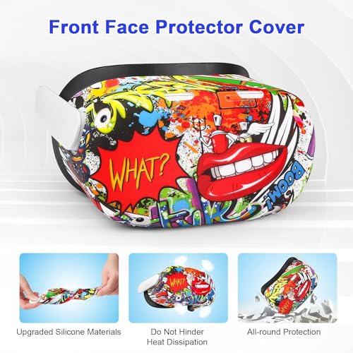Relohas VR Accessories for Oculus Quest 2, Silicone Set for Meta Quest 2, Include Controller Grip Leather Cover, VR Shell Cover, Face Cover, Lens Cover and 10PCS Disposable Eye Cover(Street Graffiti)