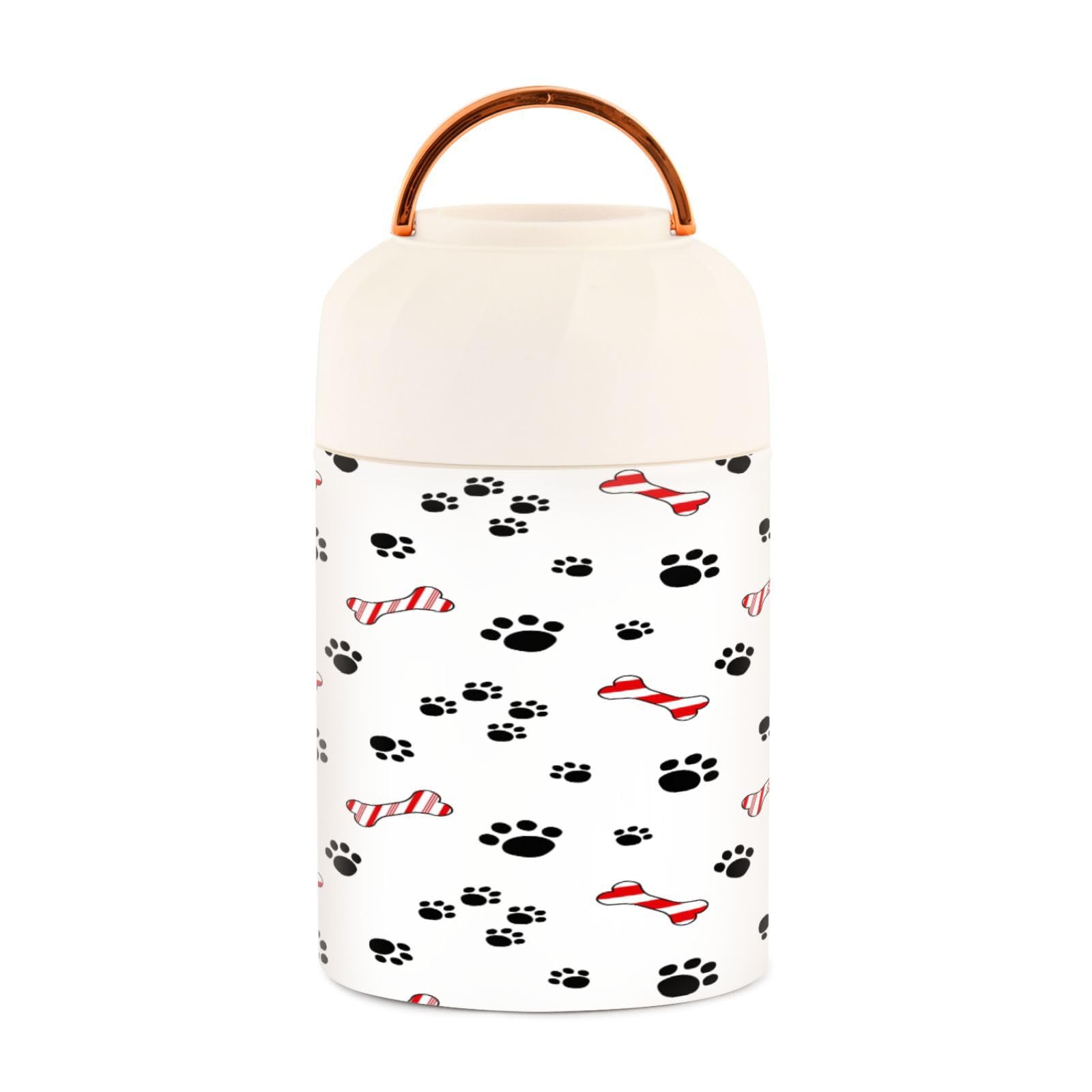 CUPADA Christmas Dog Paw Food Jar for Hot and Cold, Insulated Food Jars Vacuum 17OZ with Folding Spoon for Work Trip Picnic Camping