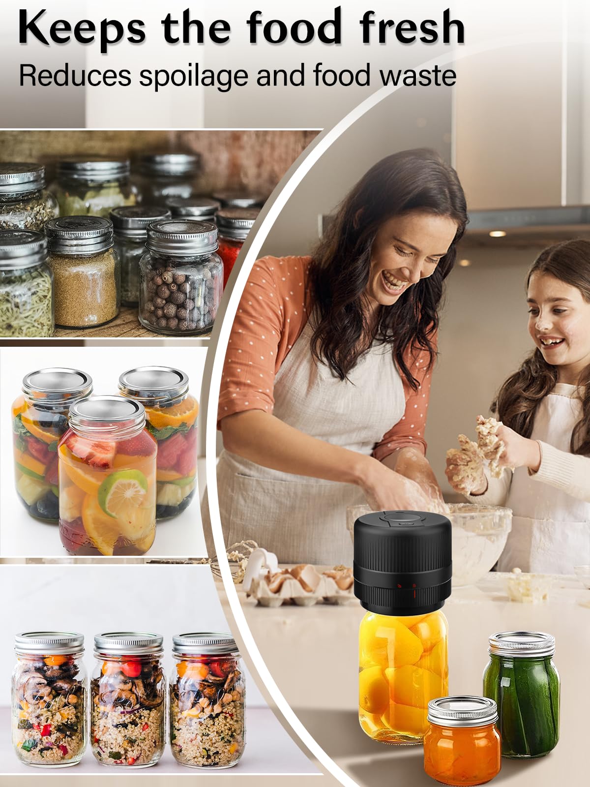 Electric Vacuum Sealer Kit - Wide & Regular Mouth Mason Jar Vacuum Sealer for Food Storage