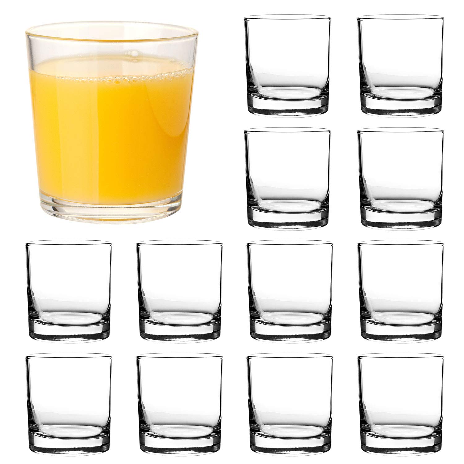 Whiskey Glasses 7oz,QAPPDA Clear Drinking Glasses,Old Fashioned Cockatail Glass Bourbon Glasses,Heavy Base Rocks Glasses For Juice,Beverages,Drinking Shot Glass Liqueue Glass Vodka Glass Cups 12 Pack