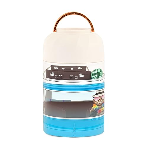 CUPADA Funny Cats Vacation Food Jar, Car Driving Insulated Hot Food Jars Vacuum 17OZ with Folding Spoon for Work Trip Picnic Camping