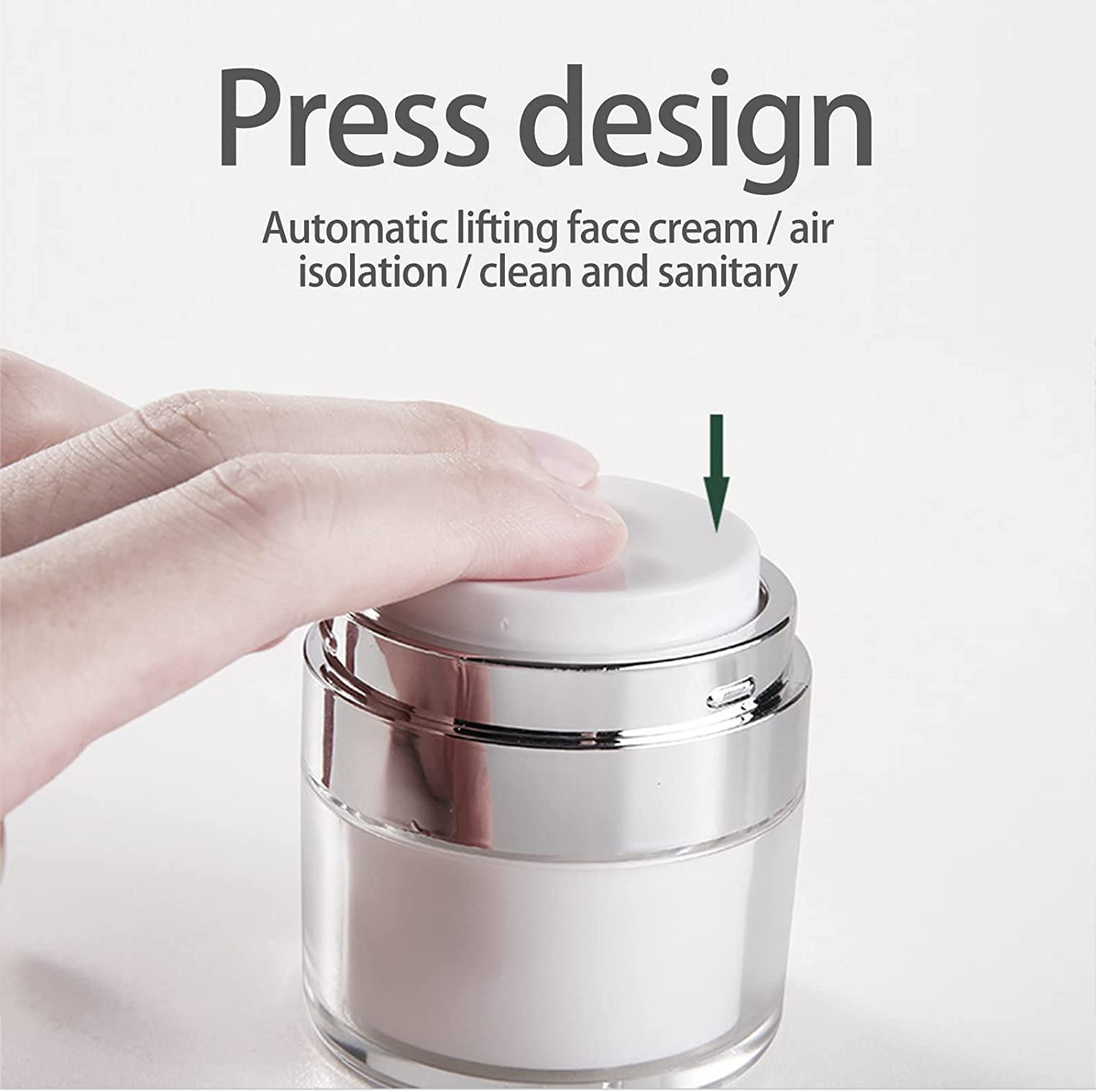 3 Pcs Cream Jar Vacuum Bottle, 15/30/50ml Airless Pump Jar Empty Cosmetic Container, Portable Refillable Push Down Pump Dispenser, Leak-Proof Makeup Creams Travel Container (A-15ML)