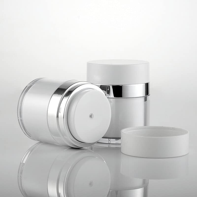 3 Pcs Cream Jar Vacuum Bottle, 15/30/50ml Airless Pump Jar Empty Cosmetic Container, Portable Refillable Push Down Pump Dispenser, Leak-Proof Makeup Creams Travel Container (A-15ML)