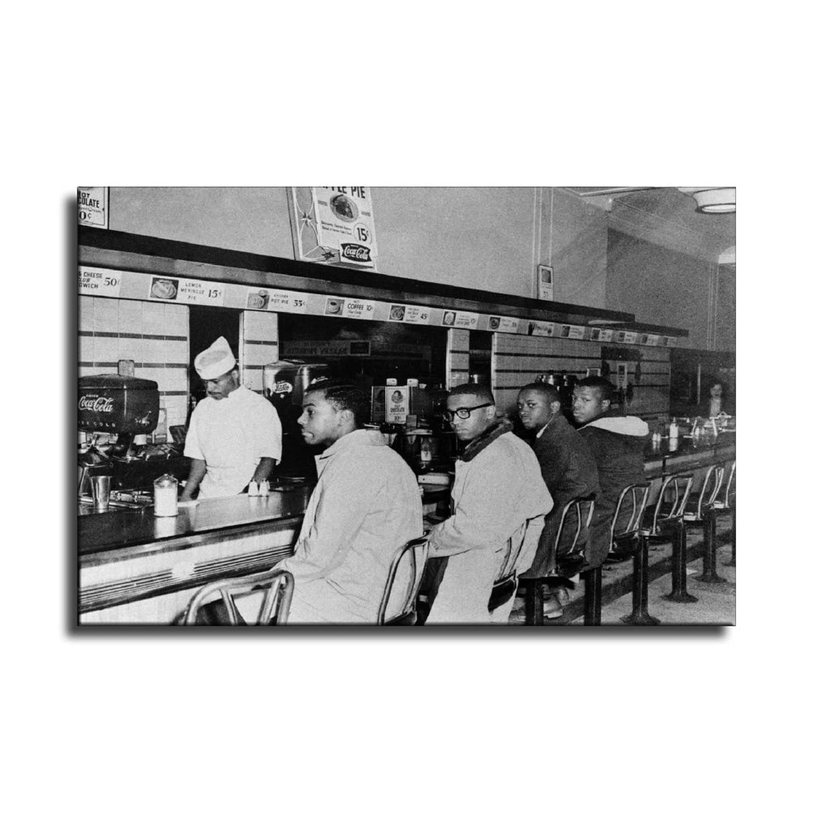 SUPERYUFENG Black History Greensboro Sit-in at Woolworth's February 2 1960 Poster Decorative Painting Canvas Wall Art Living Room Posters Bedroom Painting 16x24inch(40x60cm)