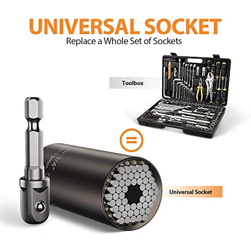 Universal Socket Tools Gifts for Men: Christmas Gifts Stocking Stuffers for Dad Boyfriend Husband Professional 7mm-19mm Tool Sets Power Drill Adapter Stuff Ideas Unique Cool Gadgets Birthday Gift