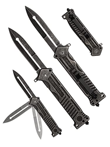 RGNINE Pocket Knife For Men Razor Blade 3.25" - Edc Knife Stainless Steel With Clip, Handle 4.75" - Tactical Folding Knives For Men, Black