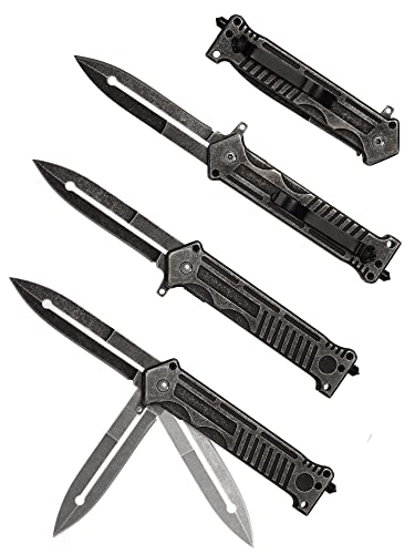 RGNINE Pocket Knife For Men Razor Blade 3.25" - Edc Knife Stainless Steel With Clip, Handle 4.75" - Tactical Folding Knives For Men, Black