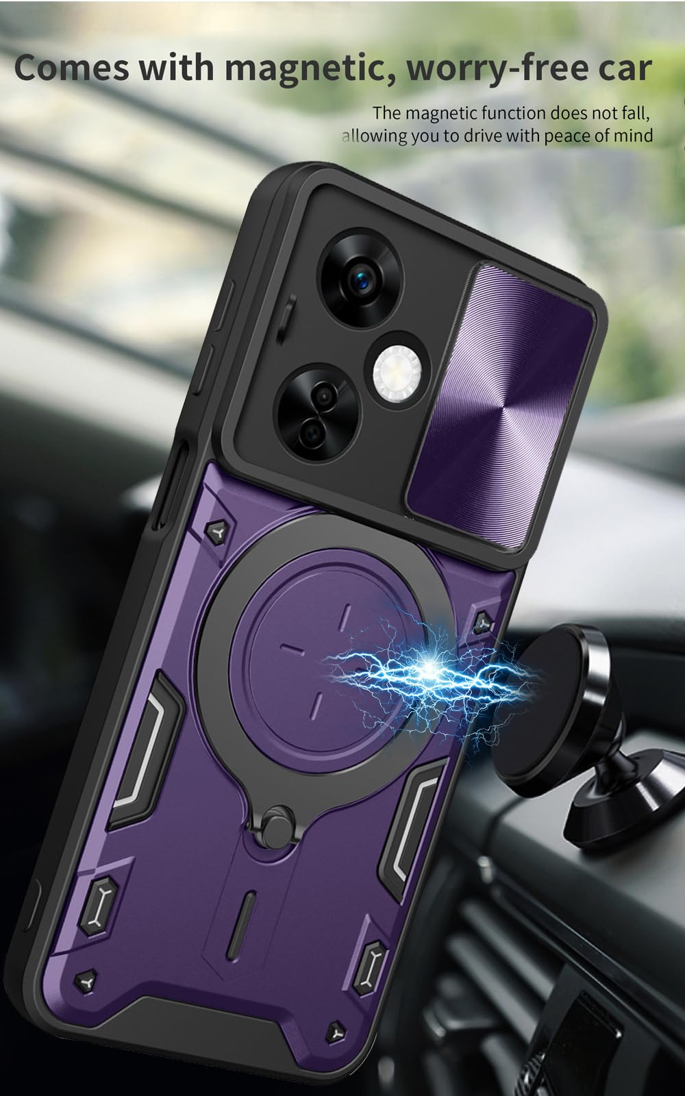 Guzhthi for Oneplus Nord N30 5G Case: Cell Phone Back Cover with Screen Protector [Lens Cap Sparkle] - Purple