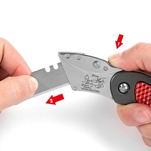 WORKPRO Folding Utility Knife Set Quick Change Blade, Back-lock Mechanism 3-piece with 10-piece Extra Blades