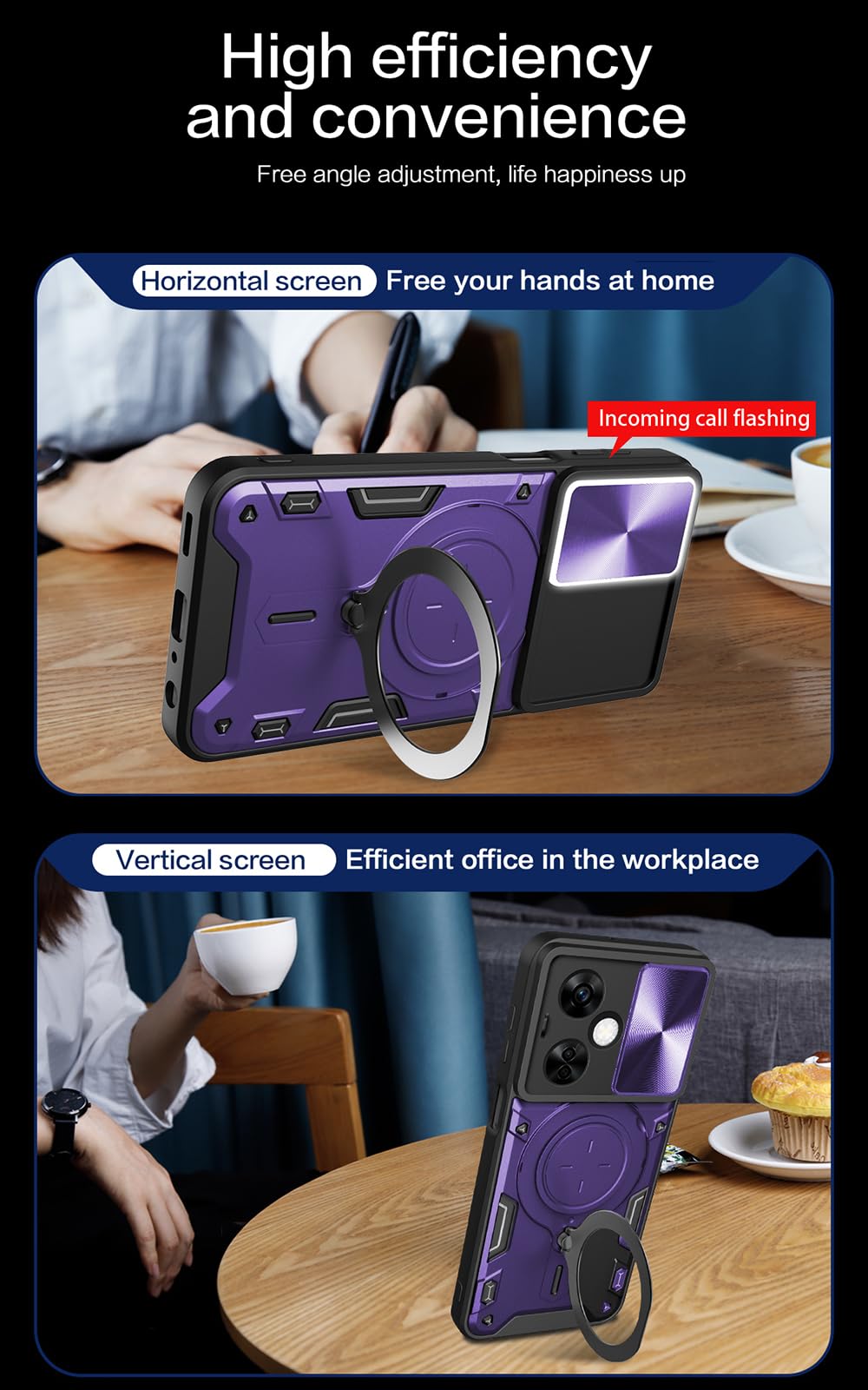 Guzhthi for Oneplus Nord N30 5G Case: Cell Phone Back Cover with Screen Protector [Lens Cap Sparkle] - Purple
