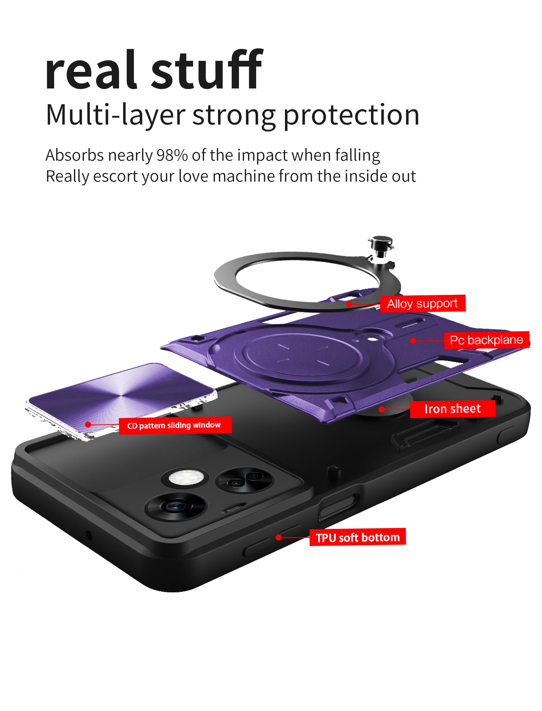 Guzhthi for Oneplus Nord N30 5G Case: Cell Phone Back Cover with Screen Protector [Lens Cap Sparkle] - Purple